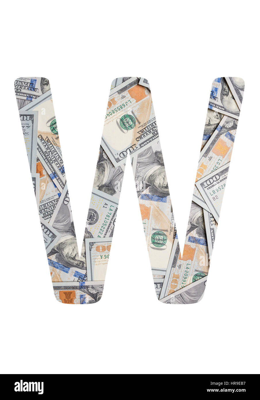 Alphabetic letter W. Dollars background over white Stock Photo - Alamy