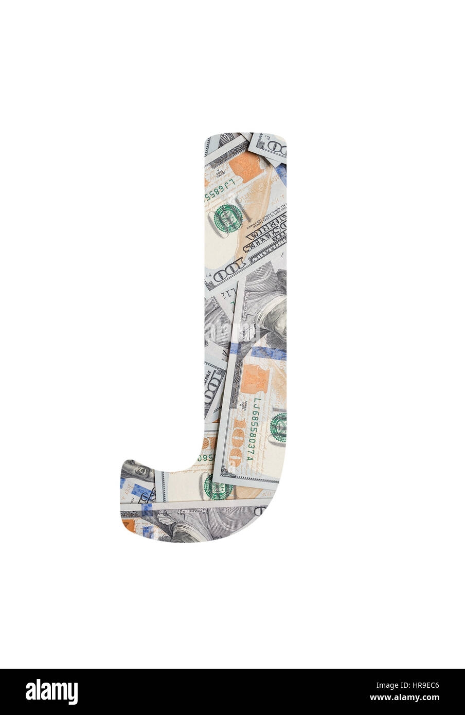 Alphabetic letter J. Dollars background over white Stock Photo - Alamy