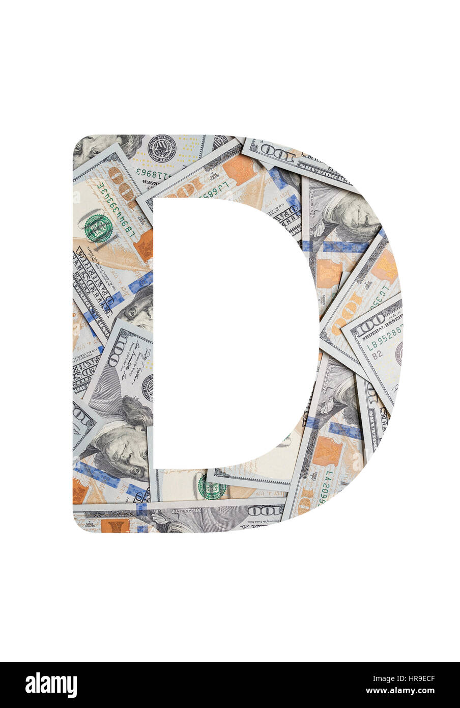 Alphabetic letter D. Dollars background over white Stock Photo - Alamy
