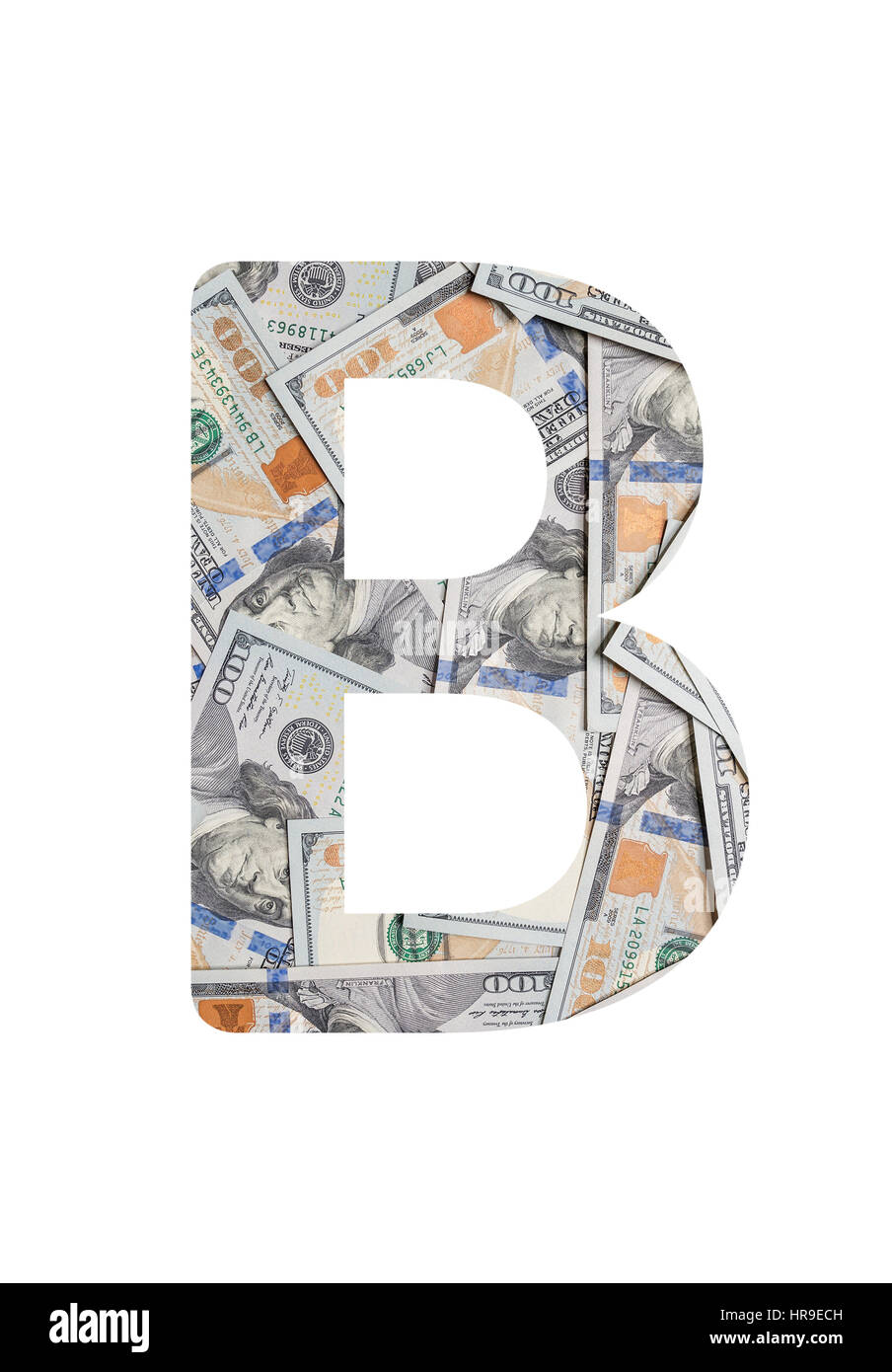 Alphabetic letter B. Dollars background over white Stock Photo - Alamy