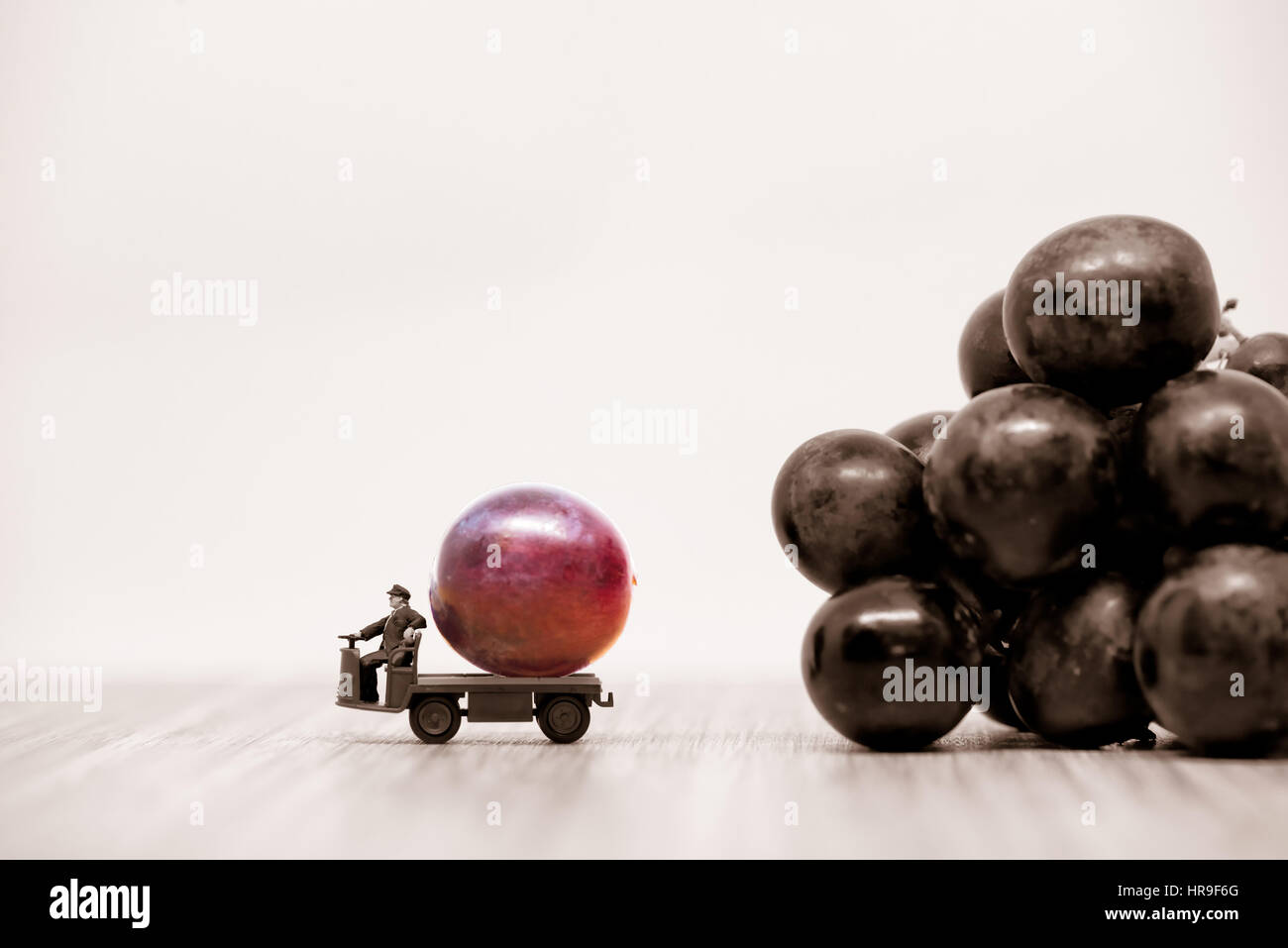 Farmer carrying raspberries red grape. Macro photo Stock Photo - Alamy