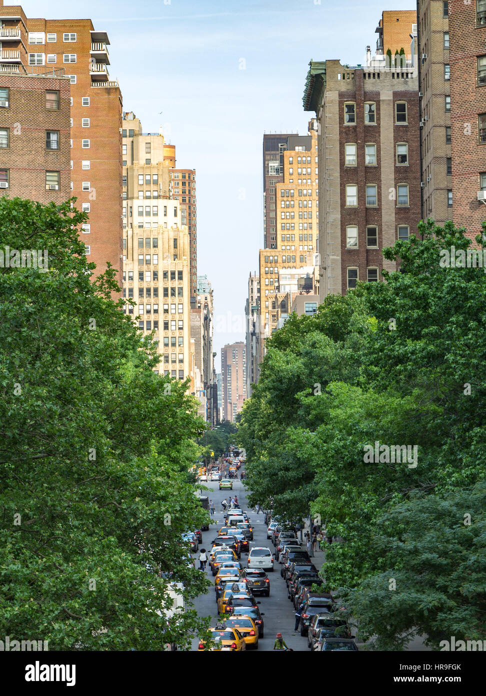 Skyscrapers on either side of the street in New York City Stock Photo ...