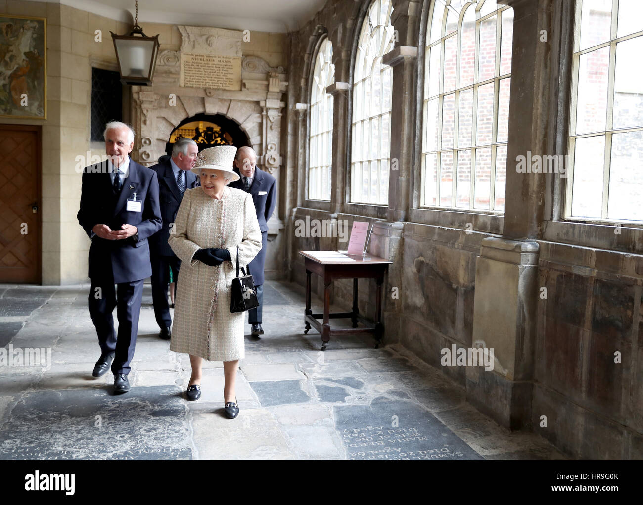 Queen Elizabeth II greets Almshouse residents as she the Duke of ...