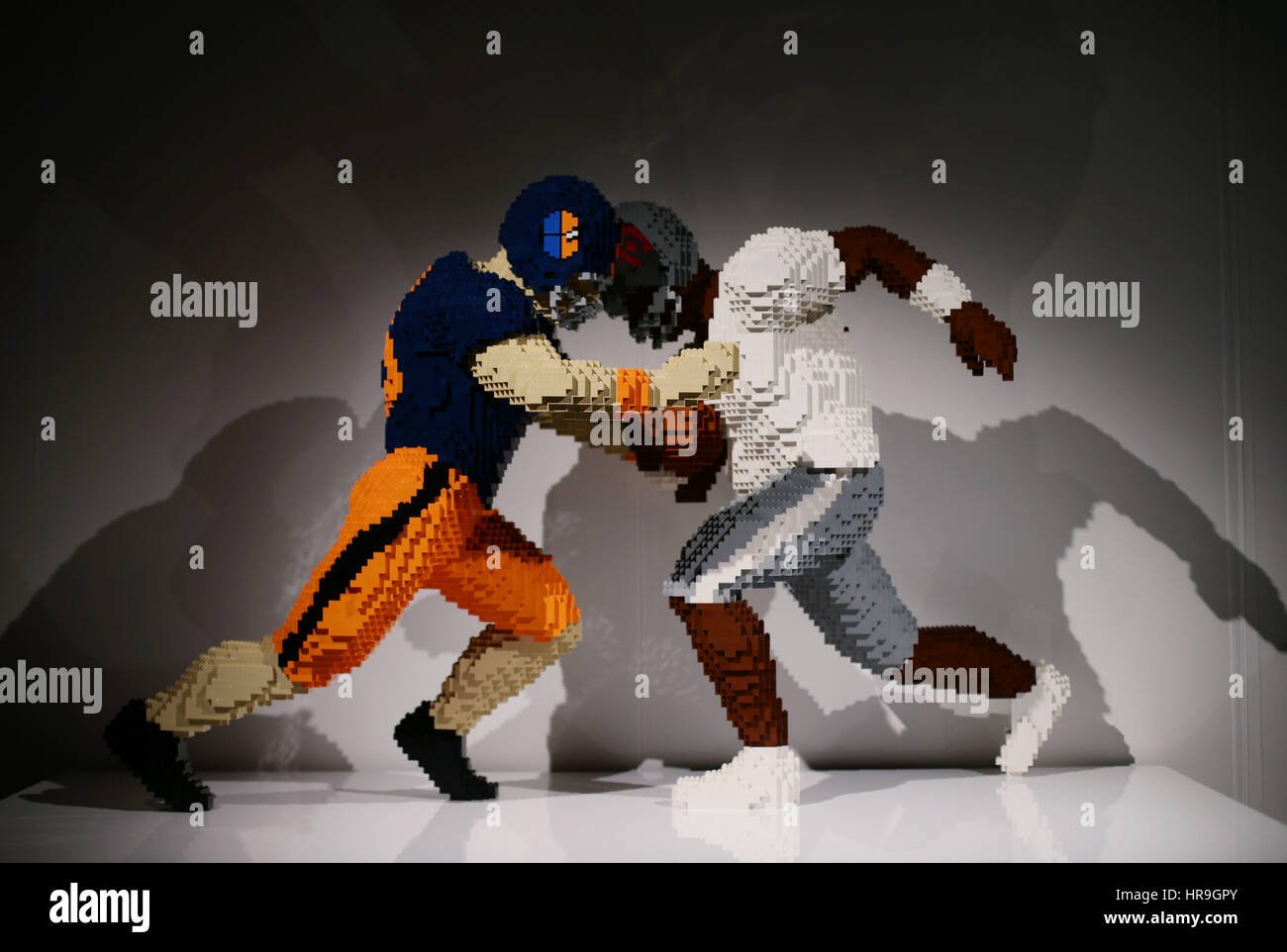 A model of entitled Victor Stone vs. Slade Wilson on display, during ...