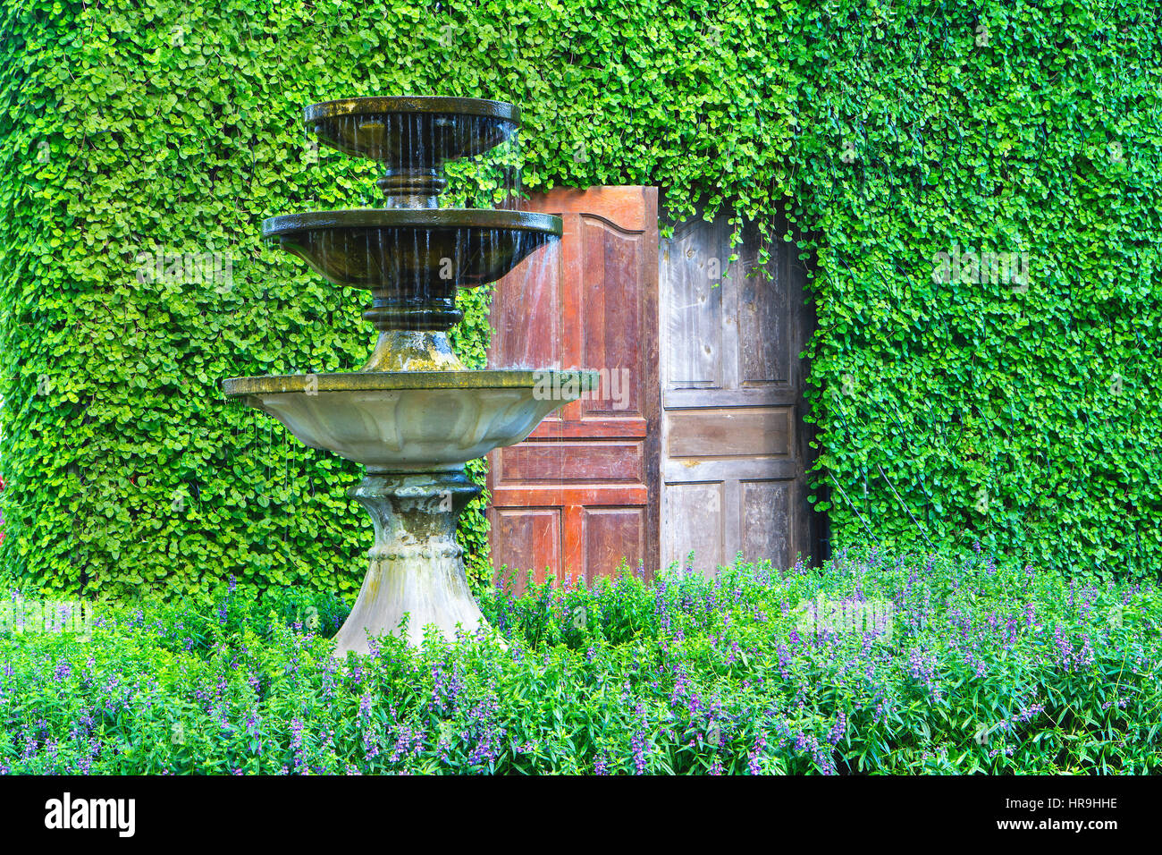 Artificial spring water in a botanic garden Stock Photo - Alamy