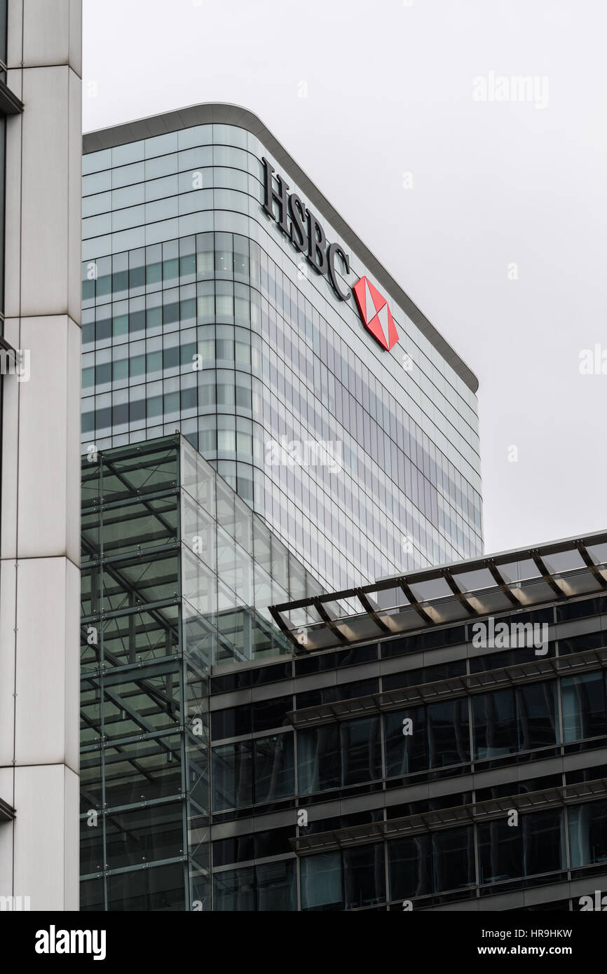 HSBC building,Canary Wharf, London, one of the city's two financial ...