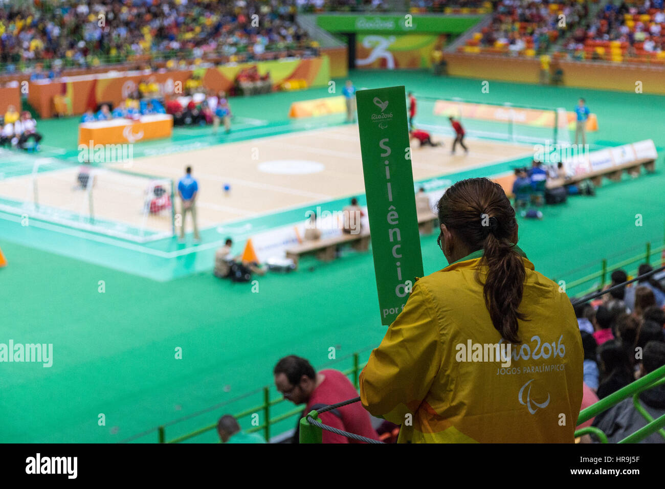 Goalball match in Rio Paralympic Games - volunteer ask for silence ...