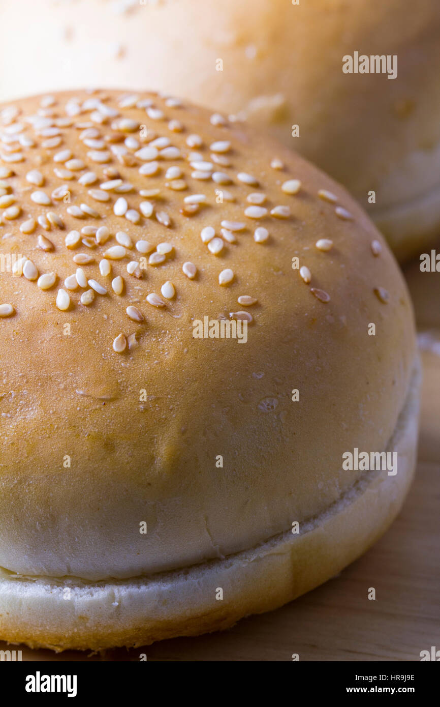 Sesame Burger Buns Stock Photo - Alamy
