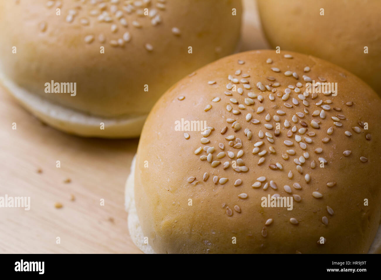 Sesame Burger Buns Stock Photo - Alamy