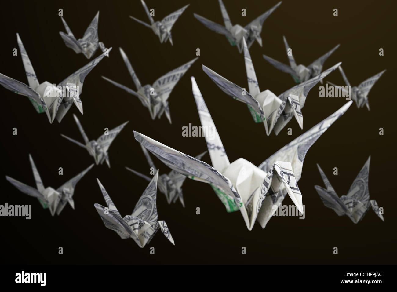 Money origami birds fleet Stock Photo - Alamy
