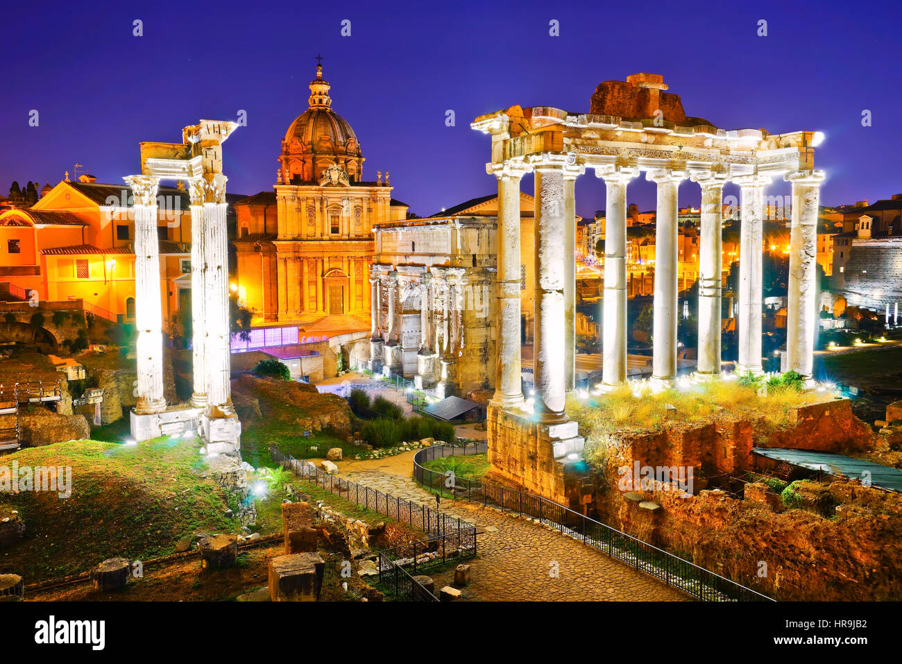 Italy Night Roman Temple Stock Photos & Italy Night Roman Temple Stock ...