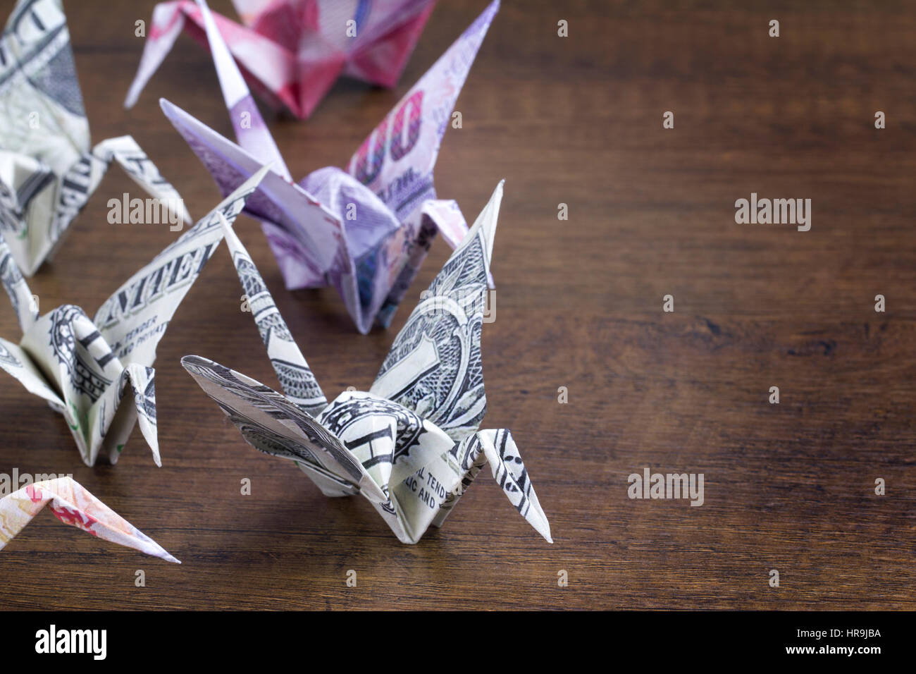 Money origami birds with right copy space Stock Photo - Alamy