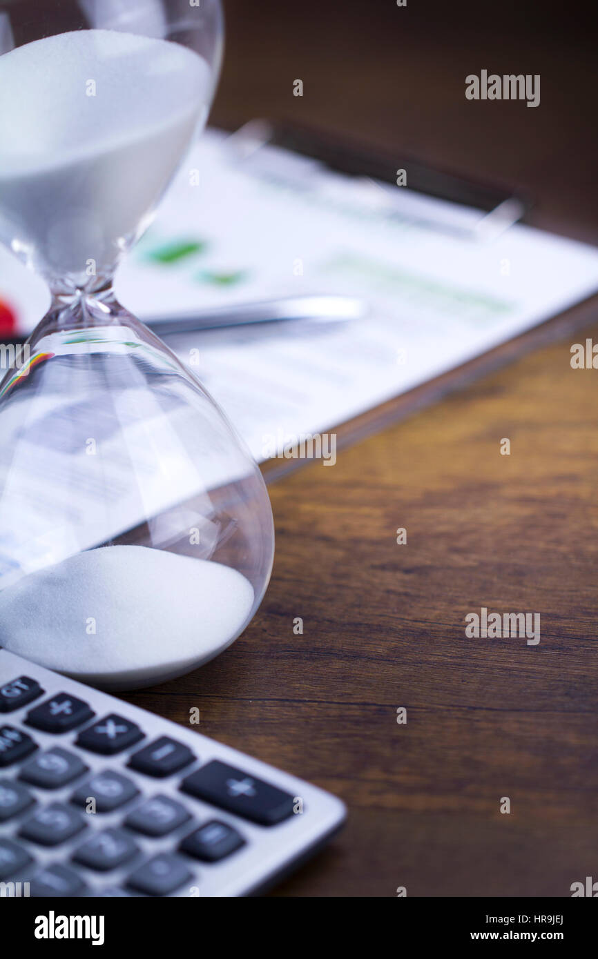 Hour glass presenting time concept with right copy space Stock Photo ...