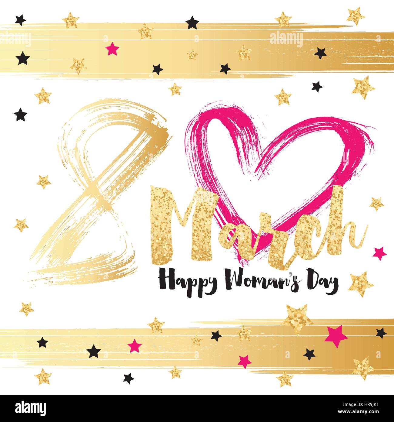 8 March Retro Greetings Card with Stars. Vector Illustration Stock ...