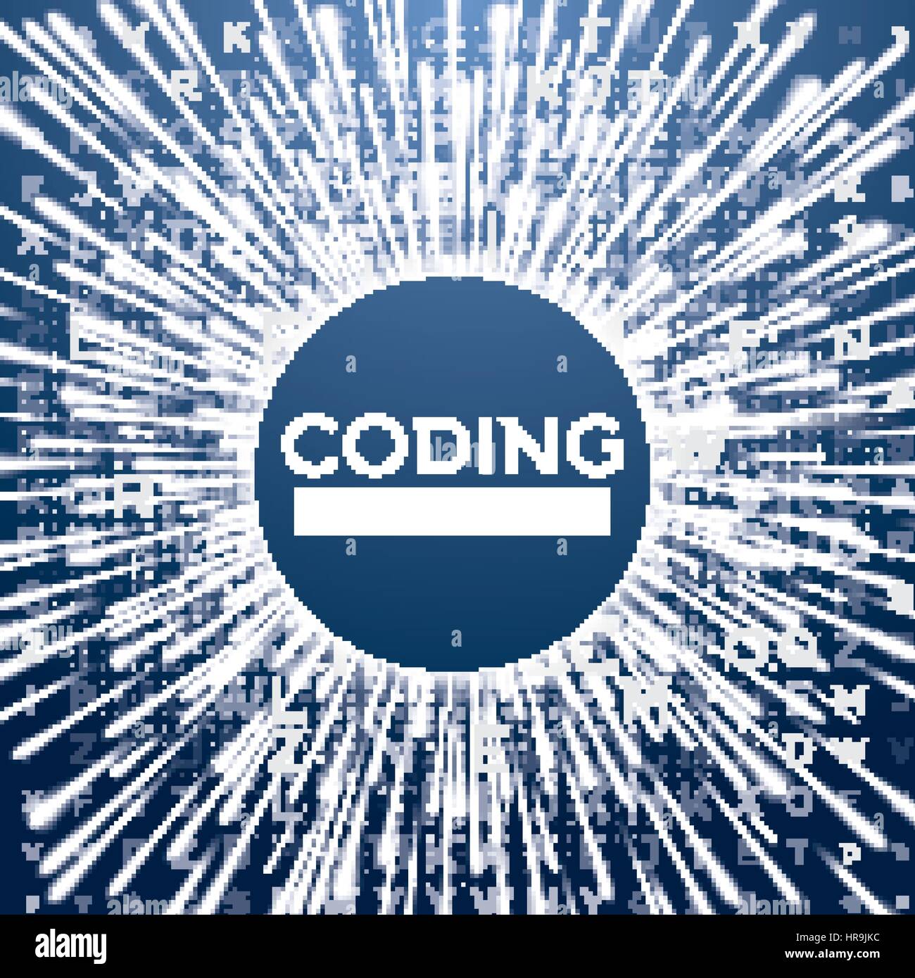 Abstract Blue Technology Background with Different Letters and Warp ...