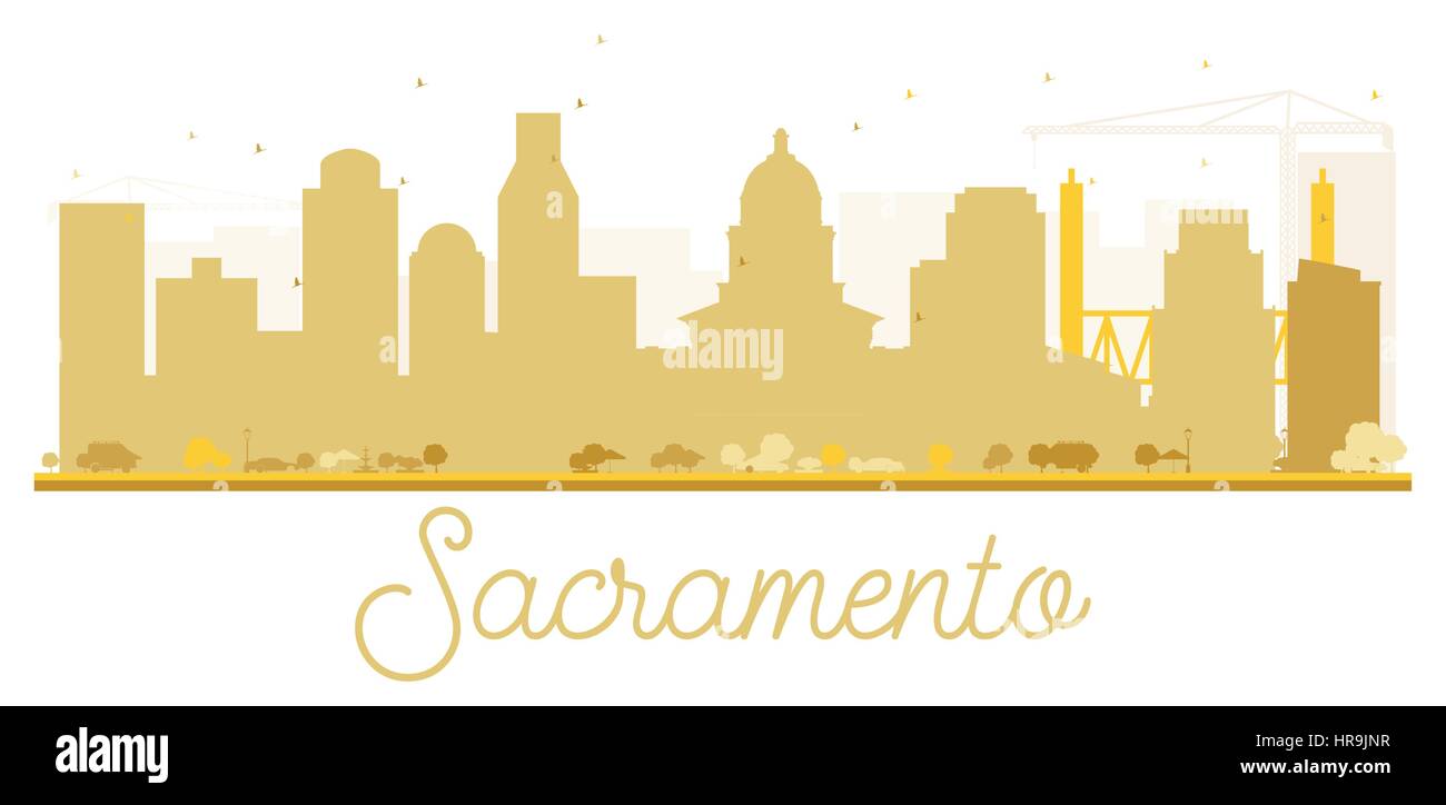 Sacramento City skyline golden silhouette. Vector illustration. Simple flat concept for tourism ...