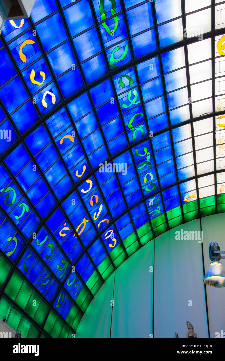 Stained glass ceiling inside The Cavendish Arcade, Buxton Stock Photo ...
