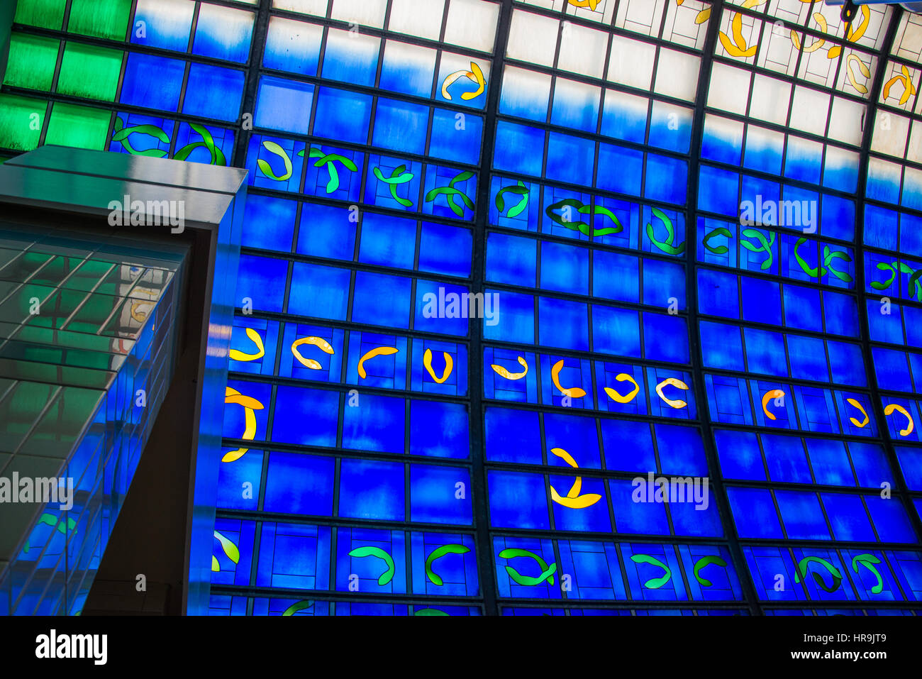 Stained glass ceiling inside The Cavendish Arcade, Buxton Stock Photo ...