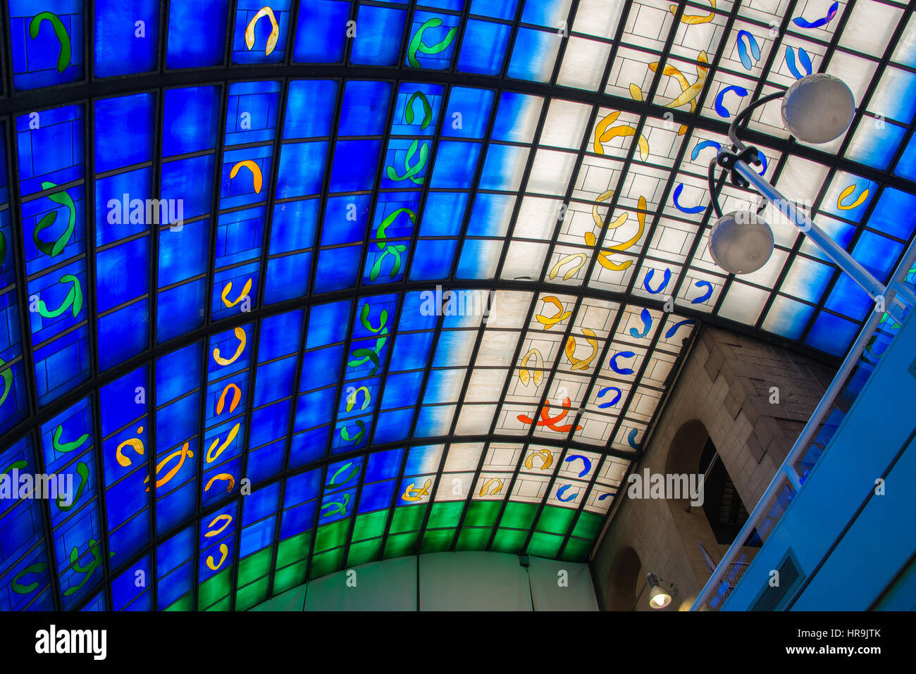 Stained glass ceiling inside The Cavendish Arcade, Buxton Stock Photo ...
