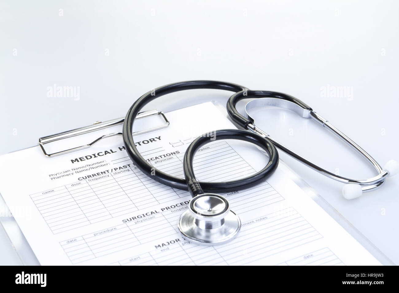 Stethoscope and Medical History Report Isolated on White Background ...