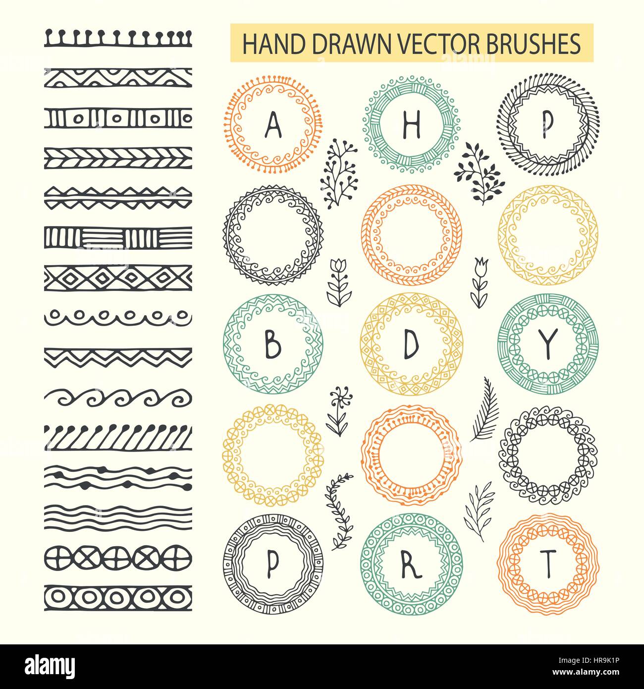Vector Set Of Brushes With Outer And Inner Corner Tiles Stock Vector