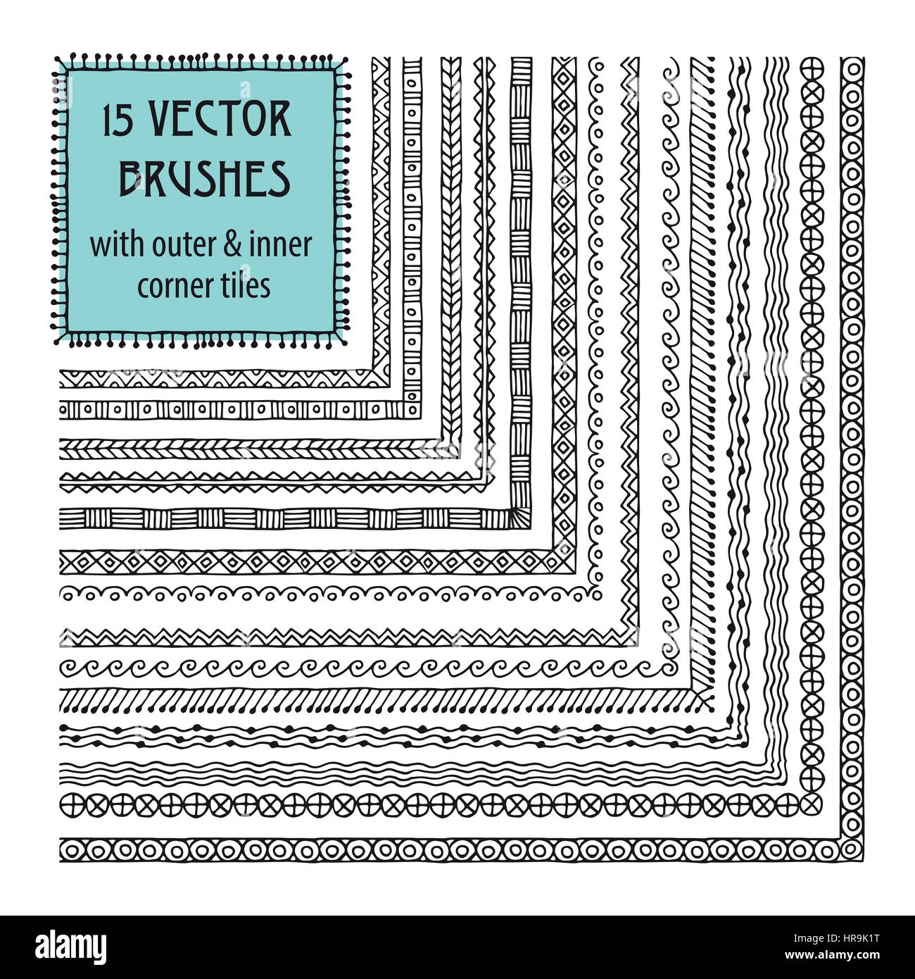 vector set of brushes with outer and inner corner tiles Stock Vector ...