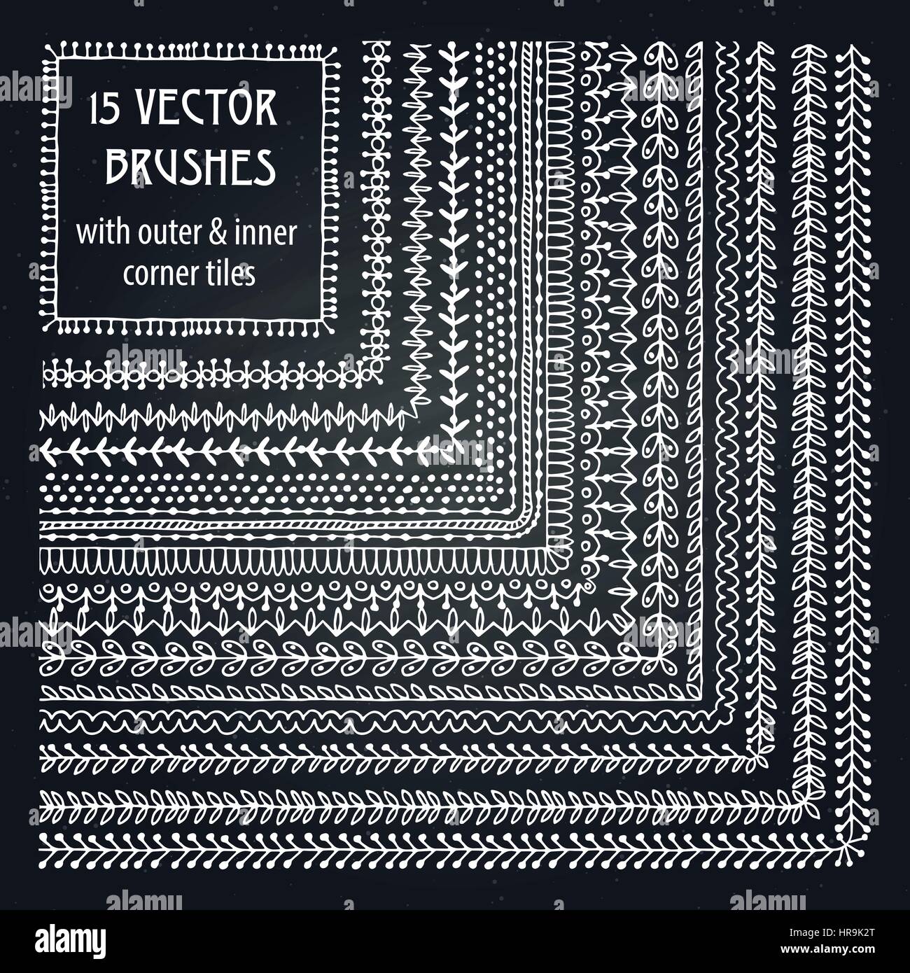 Vector Set Of Brushes With Outer And Inner Corner Tiles Stock Vector