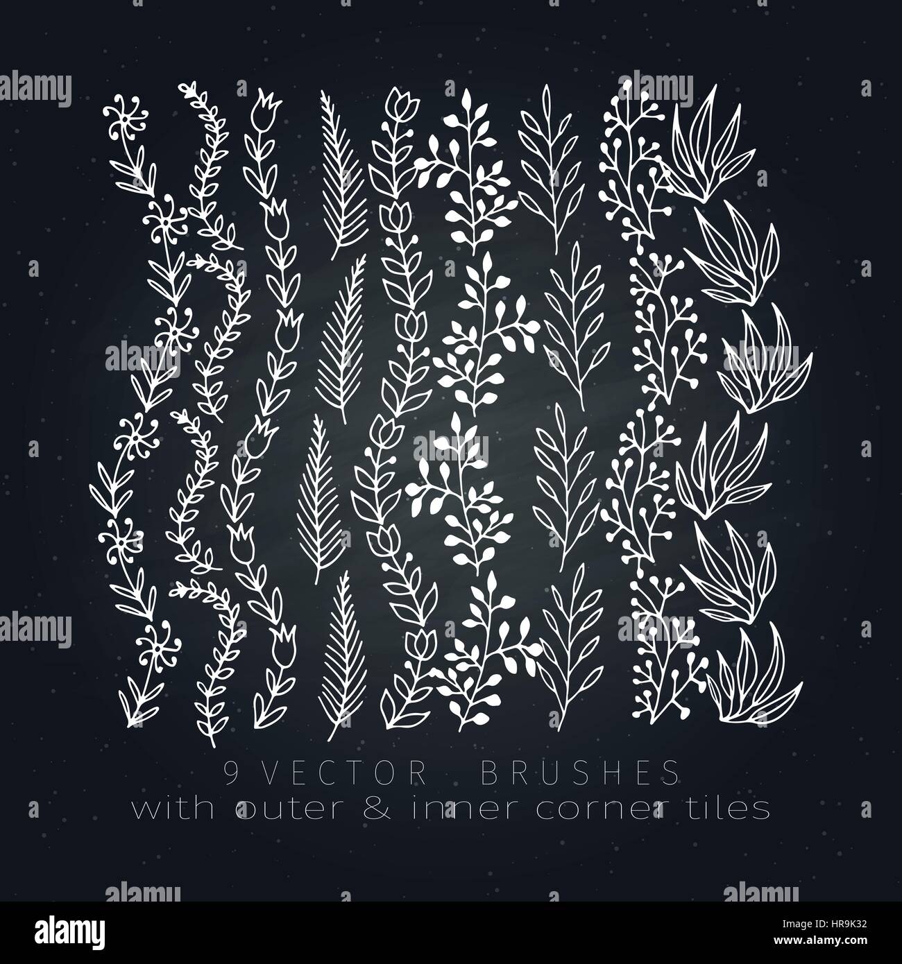 vector set of brushes with outer and inner corner tiles Stock Vector ...