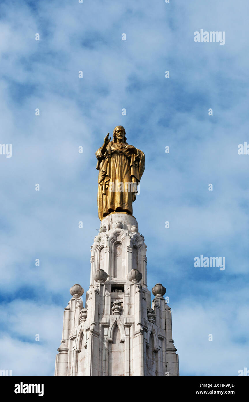 Bilbao, Basque Country, Spain: monument with the statue of Jesus in ...