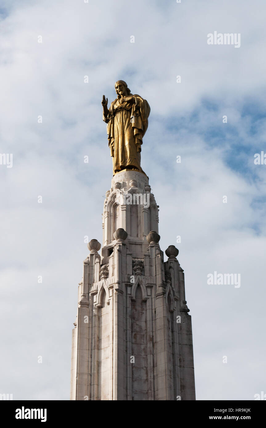 Bilbao, Basque Country, Spain: monument with the statue of Jesus in ...