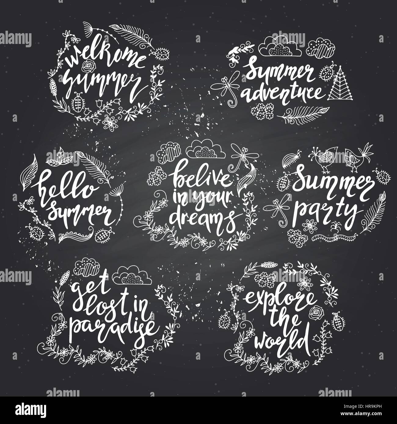 Set of hand drawn summer themed phrases Stock Vector Image & Art - Alamy