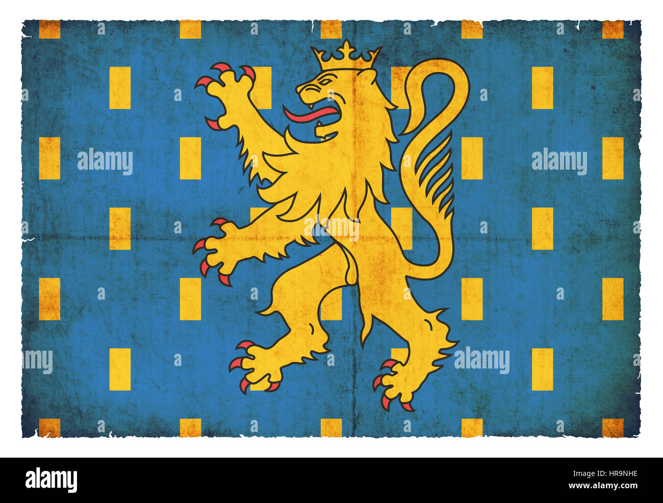 Flag of the French region Franche-Comte created in grunge style Stock ...