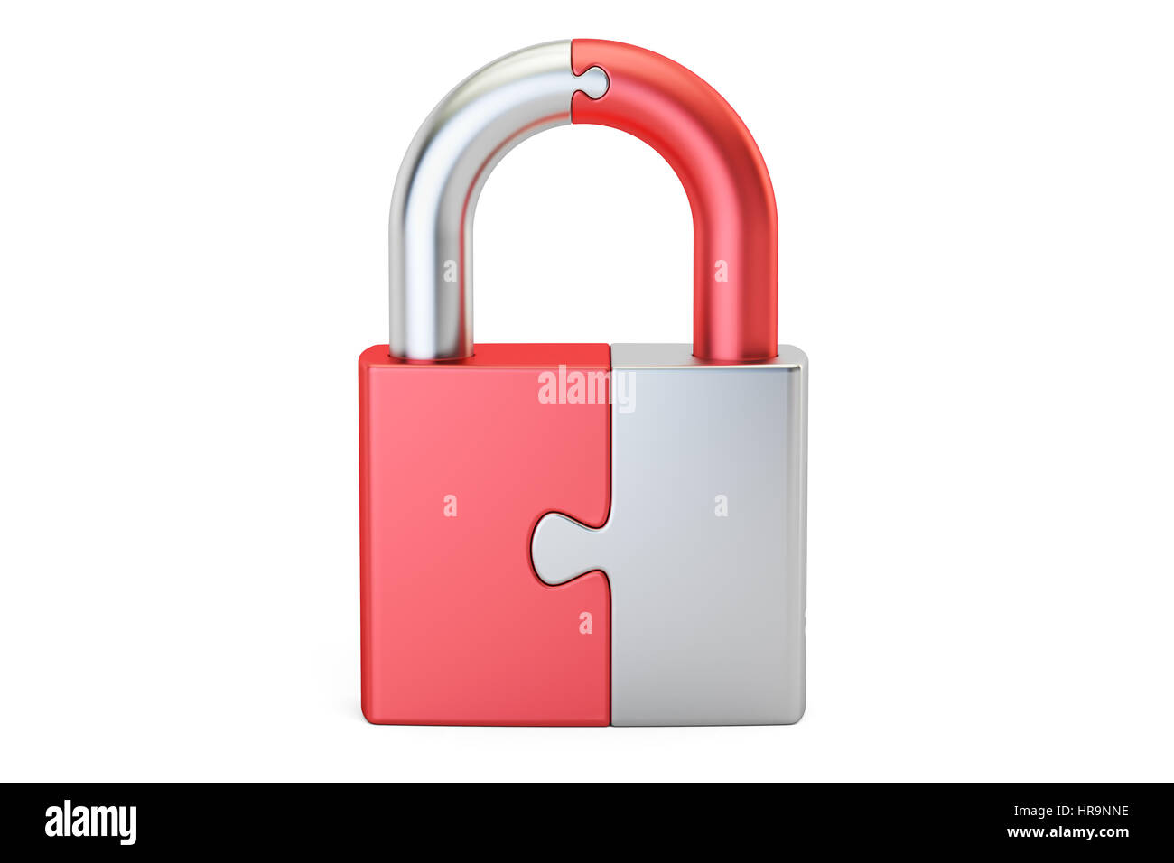 Security concept. Padlock from puzzle, 3D rendering isolated on white ...