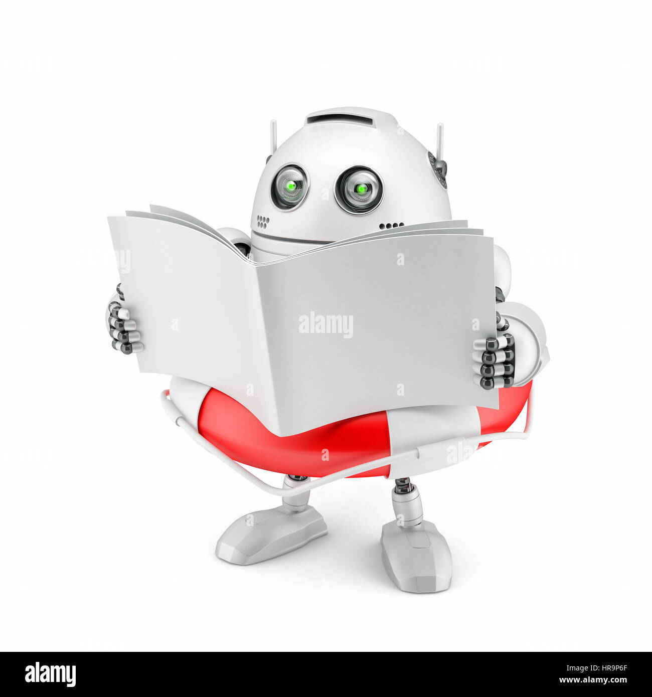 Robot reading manual. Isolated on white Stock Photo - Alamy