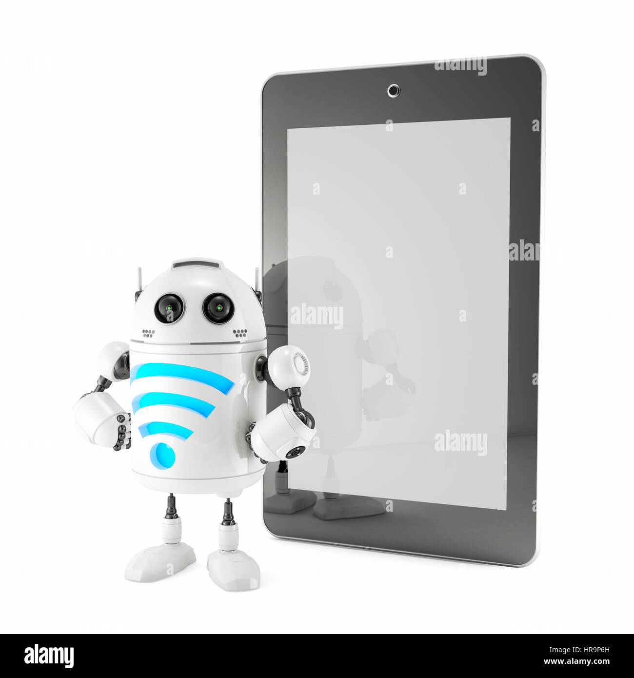 Android with WiFi symbol and blank screen tablet. Isolated on white ...