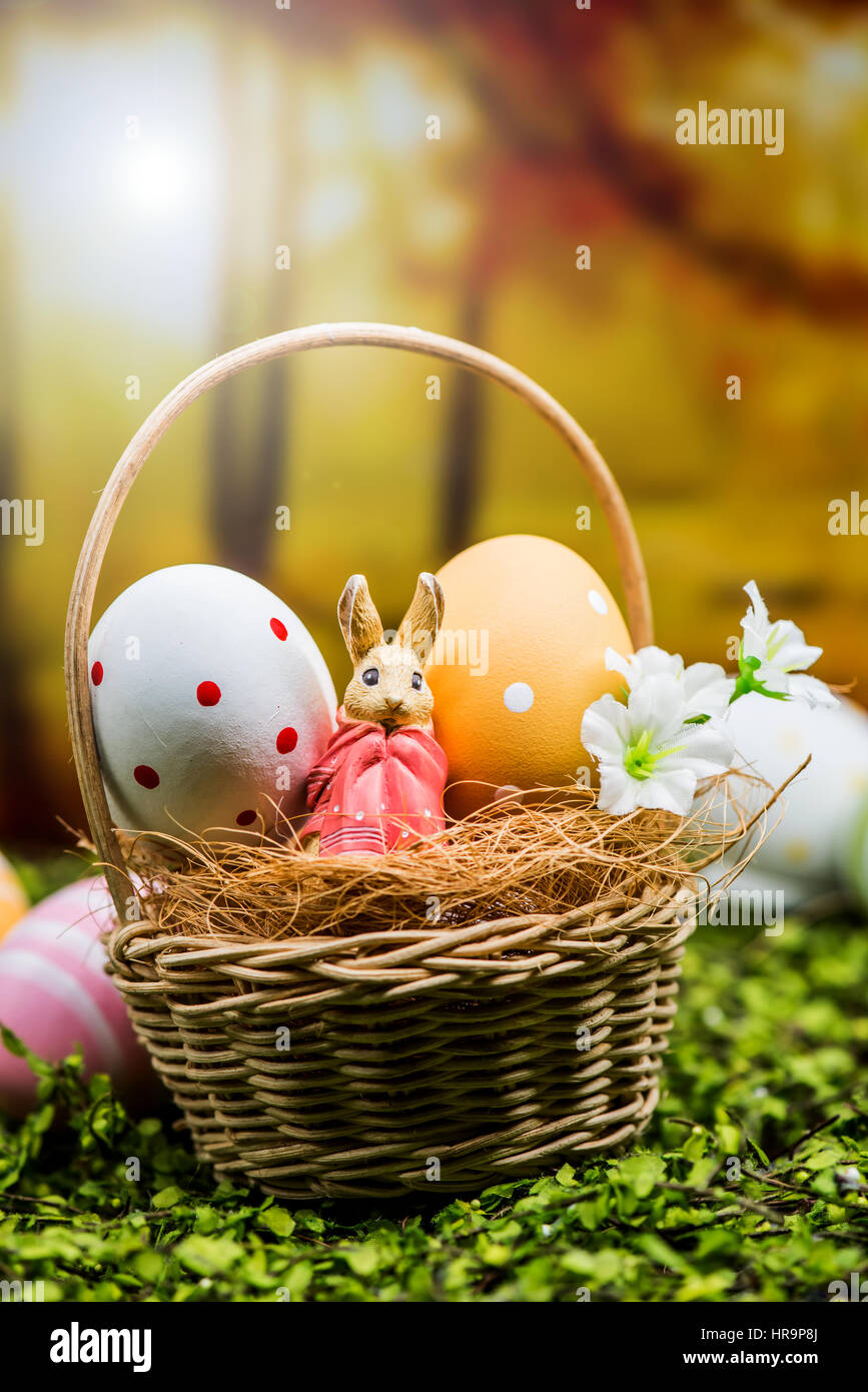 Happy Easter day, bunny and egg, Christians worldwide celebrate Stock ...