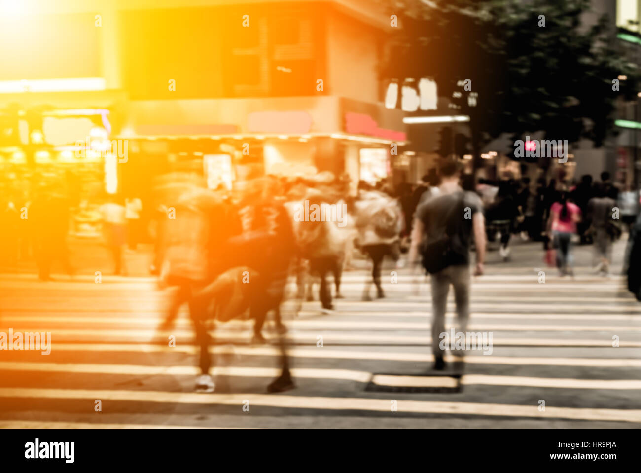 Abstract background of people on the street with sunlight Stock Photo ...