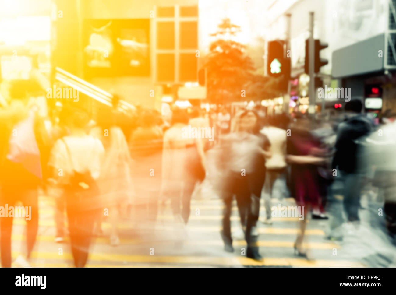 Abstract background of people on the street with sunlight Stock Photo ...