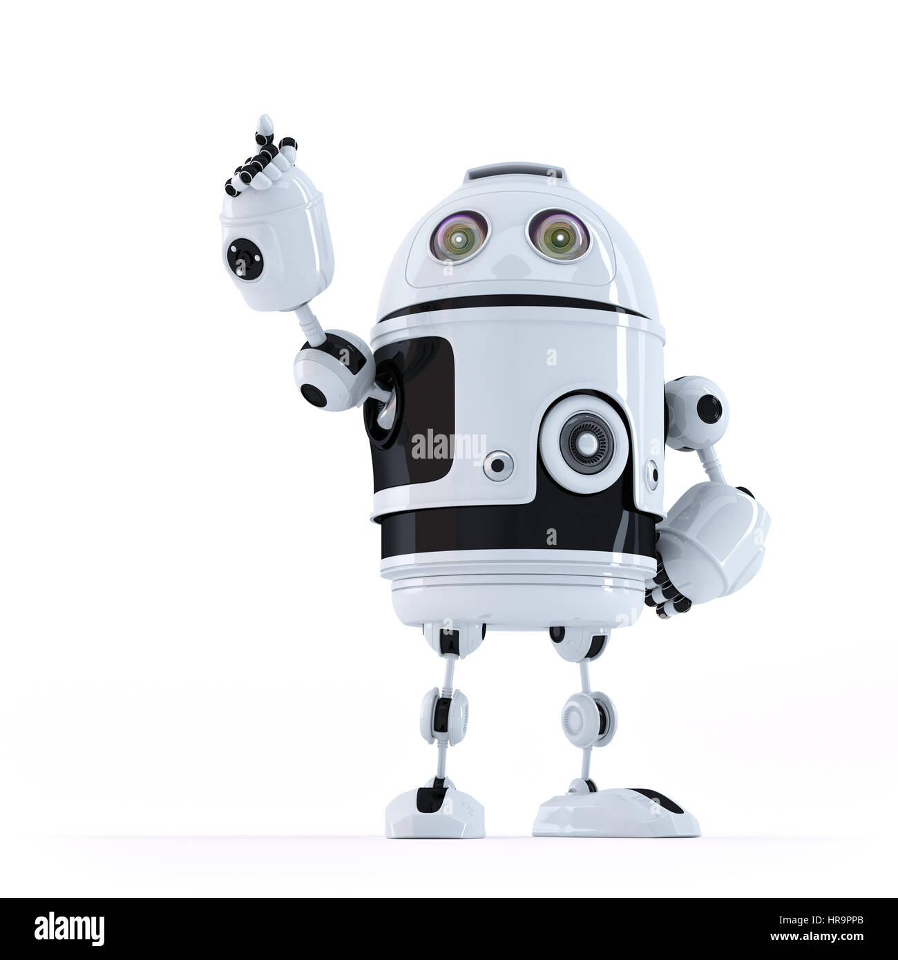 Android robot pointing at invisible object. Isolated Stock Photo - Alamy