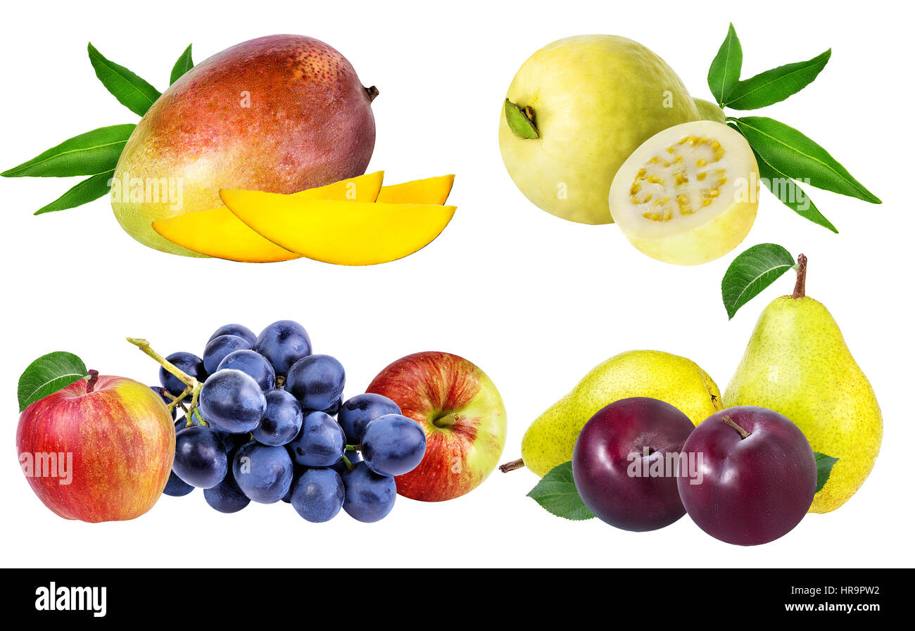 Collection of fruits isolated on white background Stock Photo - Alamy