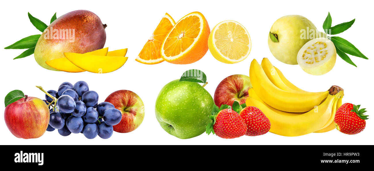 Collection of fruits isolated on white background Stock Photo - Alamy