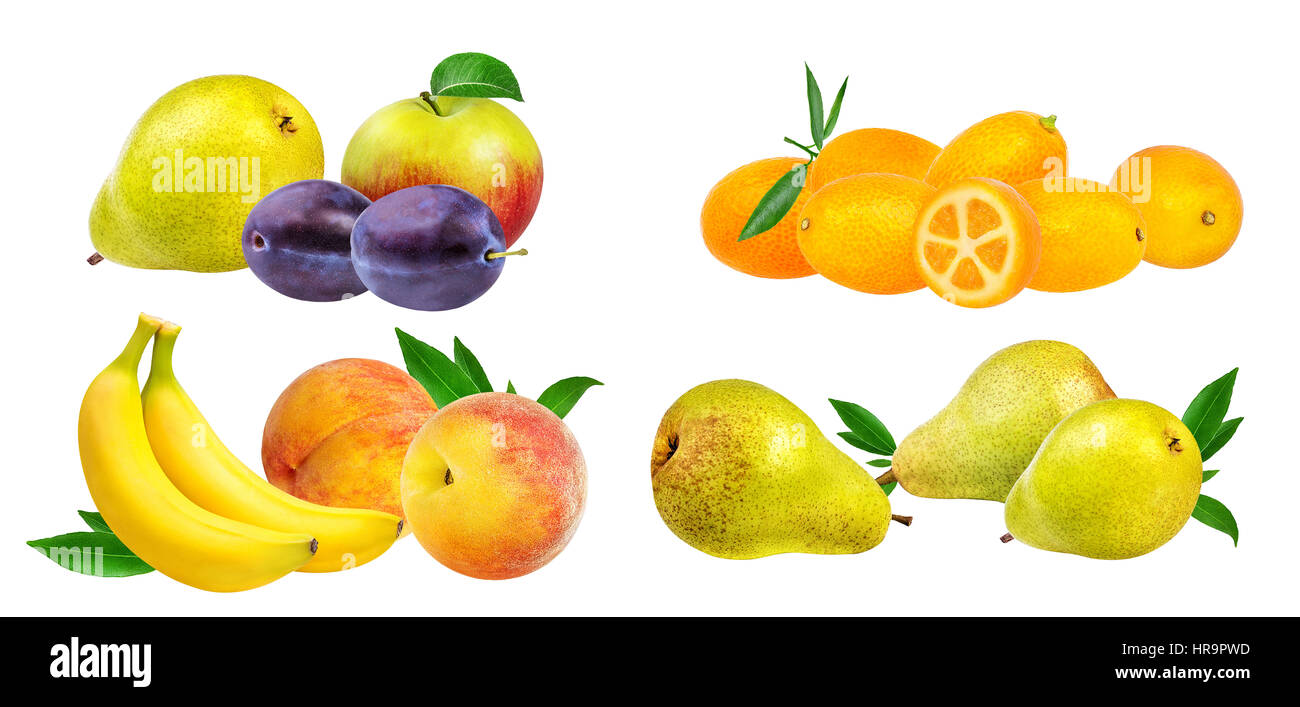 Collection of fruits isolated on white background Stock Photo - Alamy