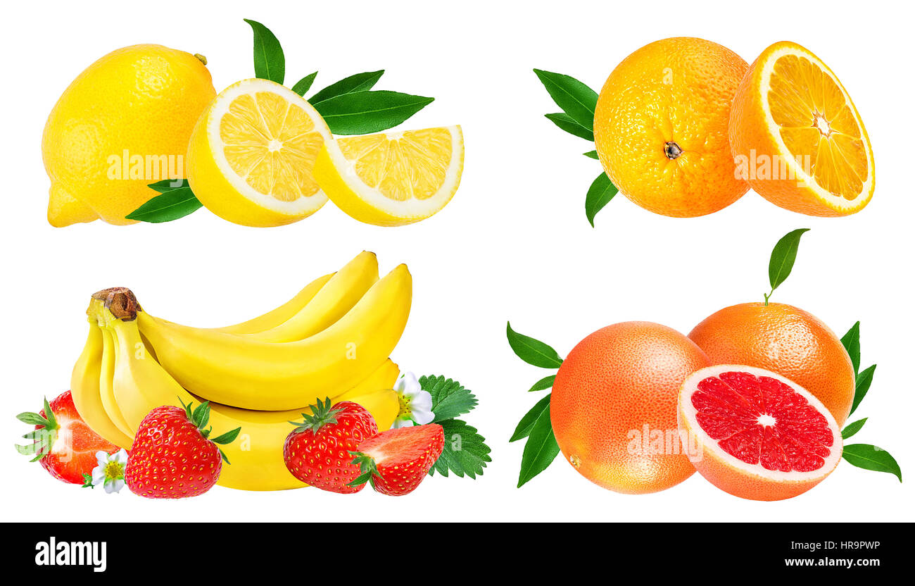 Collection of fruits isolated on white background Stock Photo - Alamy