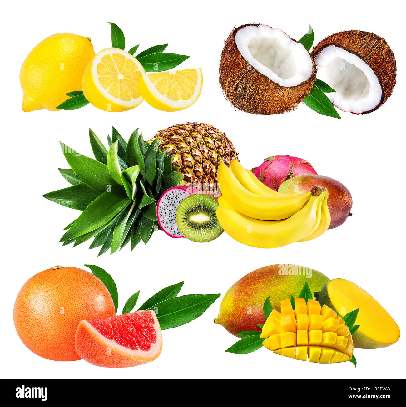Collection of fruits isolated on white background Stock Photo - Alamy