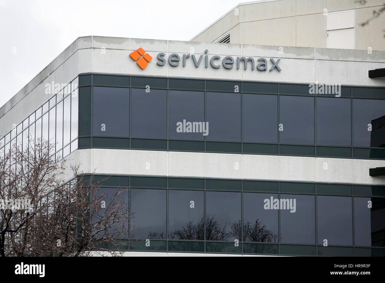A logo sign outside of the headquarters of ServiceMax in Pleasanton ...