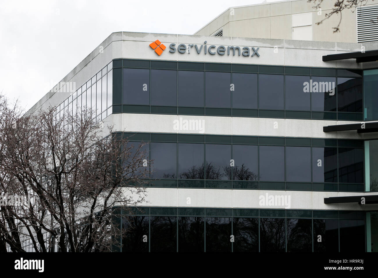 A logo sign outside of the headquarters of ServiceMax in Pleasanton ...