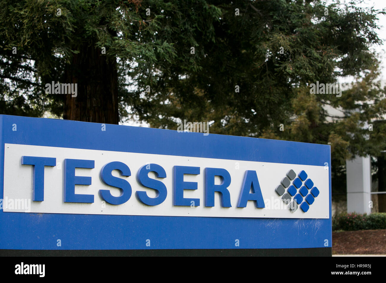 A logo sign outside of the headquarters of Tessera Technologies in San ...