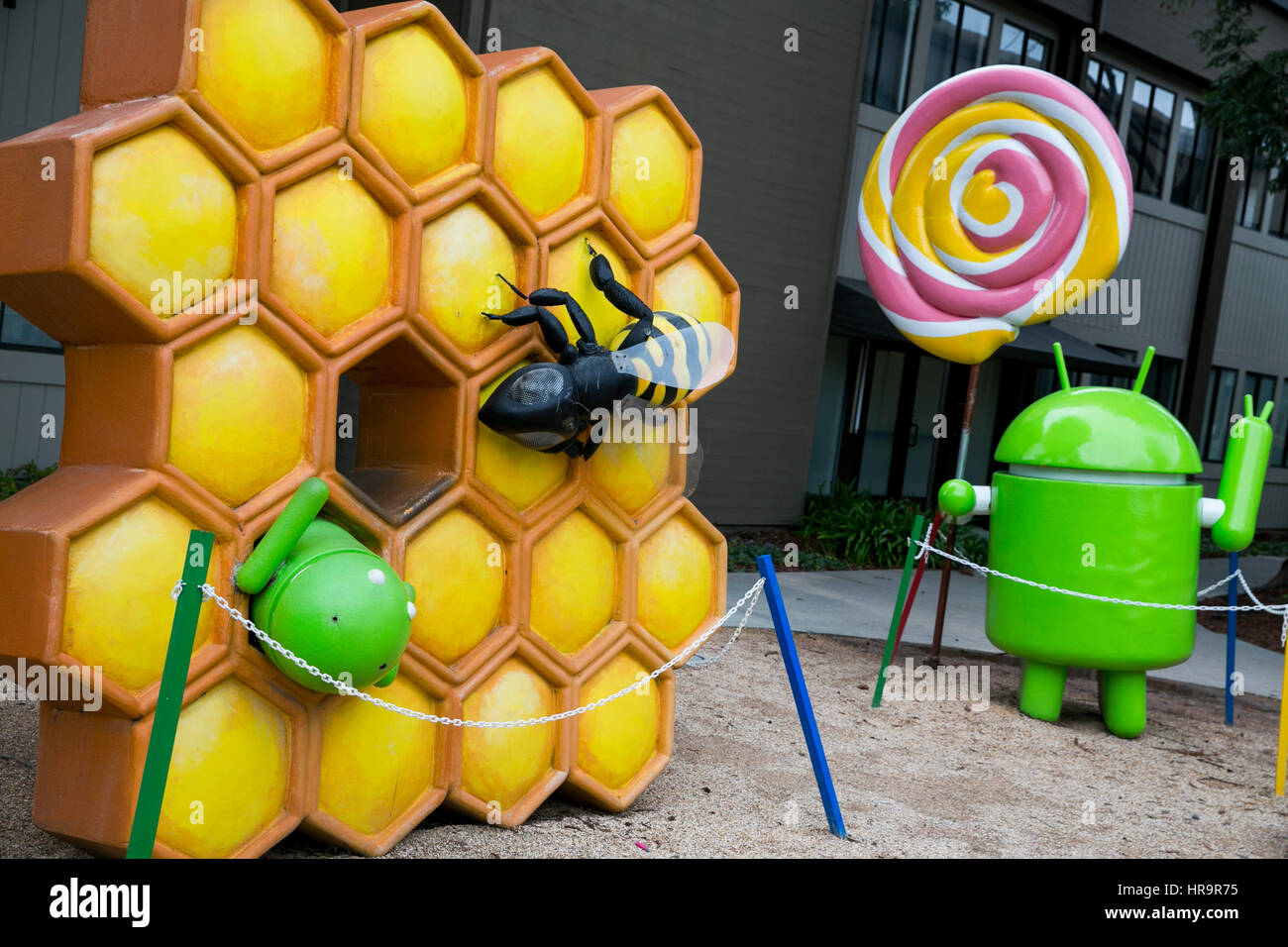 A garden full of Google Android operating system statues in Mountain ...
