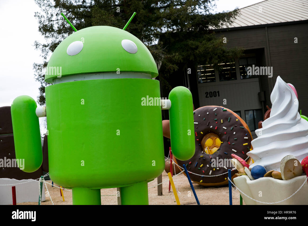 A garden full of Google Android operating system statues in Mountain ...