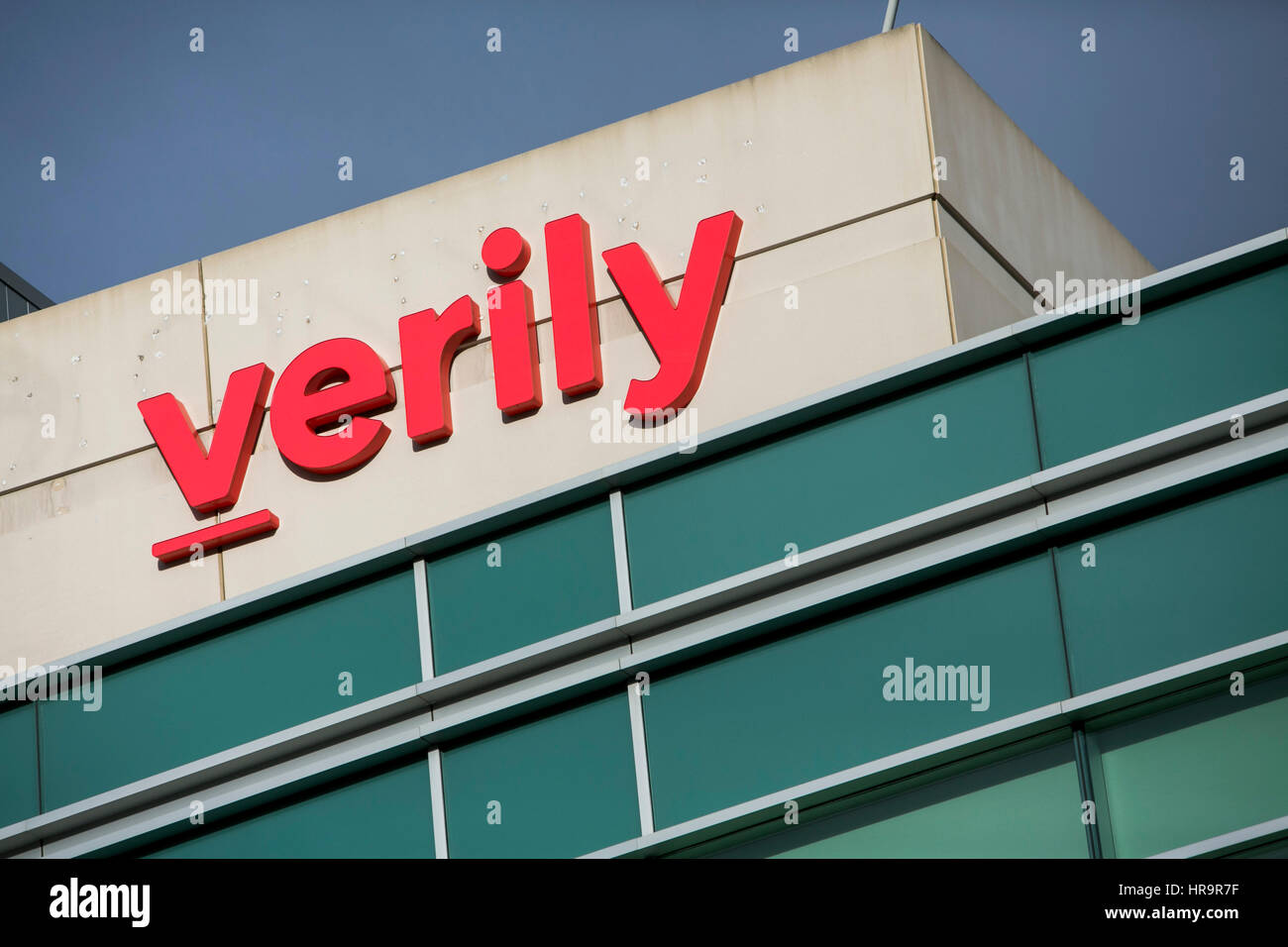 A logo sign outside of the headquarters of Verily Life Sciences in ...
